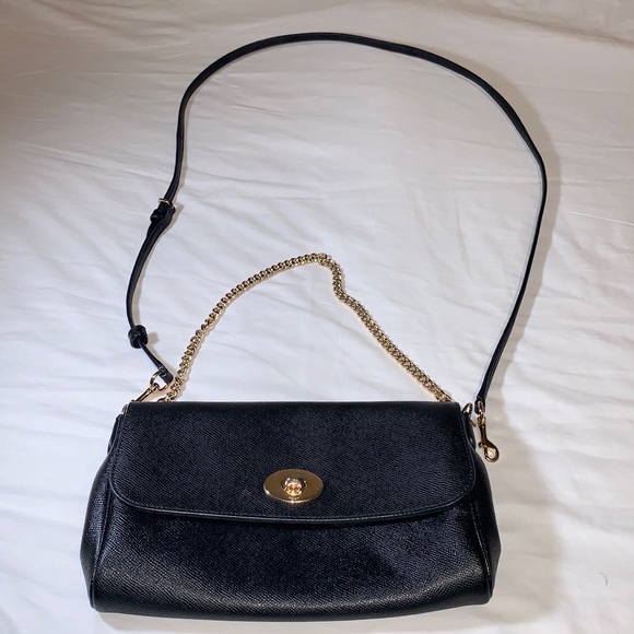 Coach | Bags | Coach Ruby Crossbody In Crossgrain Leather Gold Black ...